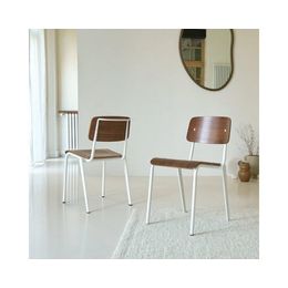 Tikamoon Esszimmerstuhl Mio Stuhl aus Nussbaum und Metall white