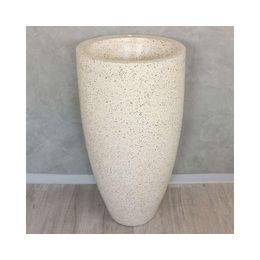 Oriental Galerie Waschtisch Standwaschbecken Terrazzo Hellgrau Bauchige Form 90 cm (1-St)