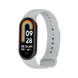 Wigento Smartwatch-Armband Für Xiaomi Band 8 Premium Sport Silikon Uhrenarmband Armband Grau Neu