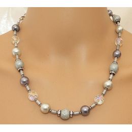 traumschmuck Collier 244d Halskette Perlenkette Glasperlen glänzend facettiert dunkelgrau