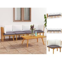 vidaXL Garten-Essgruppe 4-tlg Garten Lounge Set mit Kissen Massivholz Akazie Holz Sitzgruppe S