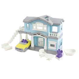 green toys Spielhaus Haus Spielset blau mit Figuren und Auto