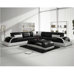 JVmoebel Wohnzimmer-Set Ecksofa L-Form + Couchtisch Sofa Couch Design Polster Leder Modern