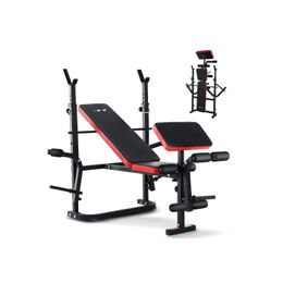 ISE Hantelbank ISE Multifunktional Trainingsbank Hantelbank verstellbar Klappbar mit Beincurler Semi-Pro Haushalt Fitnessgeräter für Kniebeuge Bankdrücken Rumpfbeuge belastet 120kg SY-5430B