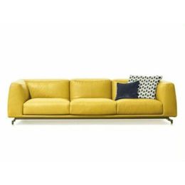 JVmoebel 4-Sitzer, Design XXL Big Sofa Couch Leder Couchen Gelbe 4 Sitzer Polster 255 cm