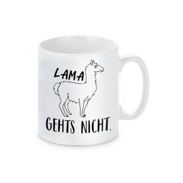 Herzbotschaft Tasse Kaffeebecher mit Motiv Lama gehts nicht