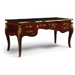 Casa Padrino Schreibtisch Luxus Barock Schreibtisch mit 5 Schubladen Dunkelbraun / Schwarz / Gold