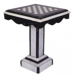Casa Padrino Gamingtisch Luxus Barock Spieltisch Schach / Dame Tisch Marmor Schwarz