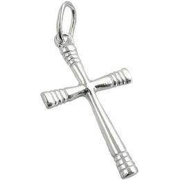Gallay Kreuzanhänger 24x14mm Kreuz glänzend geringelte Enden Silber 925 (1-tlg)