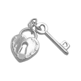 Gallay Herzanhänger 23x15mm Herz Liebesschloss mit Schlüssel glänzend Silber 925 (Anhänger