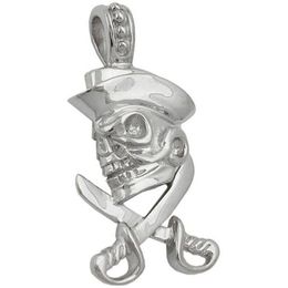 Gallay Kettenanhänger 25x12mm Totenkopf mit Piratenhut Silber 925 (1-tlg)