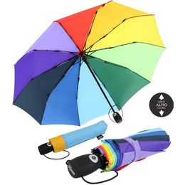 iX-brella Taschenregenschirm Regenbogen-Schirm 10-teilig extra stabil Automatik