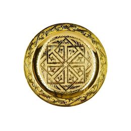 Marrakesch Orient & Mediterran Interior Tablett Orientalisches rundes Tablett aus Messing Mehdia 16cm Deko