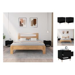 vidaXL Nachttisch Nachttische 2 Stk Schwarz 50x46x50 Holz Nachtkonsole