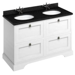 Casa Padrino Doppelwaschtisch Doppel Waschschrank mit Granitplatte und 4 Schubladen 130 x 55 x H. 93 cm