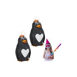 Relaxdays Papierdekoration 2 x Pinata Pinguin