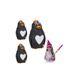 Relaxdays Papierdekoration 3 x Pinata Pinguin