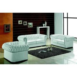 JVmoebel Wohnzimmer-Set Chesterfield Sofagarnitur Klassiche Couch Sofa Set 100% Leder Sofort