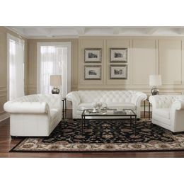 JVmoebel Wohnzimmer-Set Chesterfield Sofagarnitur Designer Couch 3+2+1 100% Leder Sofort