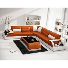 JVmoebel Wohnzimmer-Set Ecksofa L-Form + Couchtisch Sofa Couch Design Polster Leder Modern