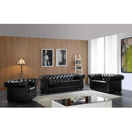 JVmoebel Wohnzimmer-Set Chesterfield Sofa Set 3+2+1 Couch Sitz Komplett Set 100% Leder Sofort