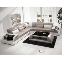 JVmoebel Wohnzimmer-Set Ecksofa L-Form + Couchtisch Sofa Couch Design Polster Leder Modern