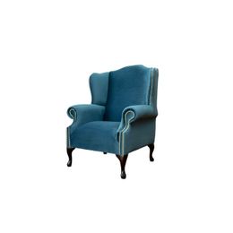 JVmoebel Ohrensessel Ohrensessel Einsitzer Chesterfield Couch Blau Sofa Polster Möbel Neu (Ohrensessel)