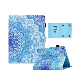 Wigento Tablet-Hülle Kunstleder Tablet Cover Tasche Green Flower für Amazon Kindle Oasis Blau Hülle Case Etui