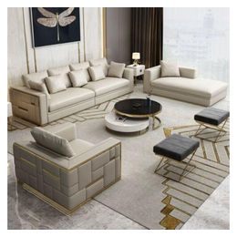 JVmoebel Wohnzimmer-Set, Big XXL Luxus Sofa Couch Polster Sitz Leder Garnitur 4+1 Sitzer