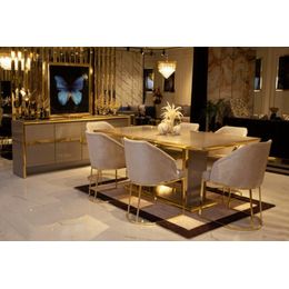 JVmoebel Esszimmer-Set, Tisch Set Garnitur Esstisch 6 Stühle Luxus Stil Möbel 8tlg Stuhl