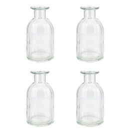 Creativery Dekovase, Vasen Glas gerillt 14cm klar transparent 250ml 4er Set