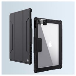Nilkin Tablet-Hülle Bumper Leather Case Pro Gepanzertes Smart Cover mit Kameratasche und Ständer kompatibel mit iPad Pro 12.9" 2021/2020 12
