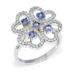 Goldene Hufeisen Silberring Tansanit Ring aus 925 Sterlingsilber Damen echte Edelsteine Herzform
