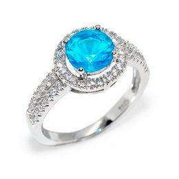 Goldene Hufeisen Silberring Swiss Blautopas Ring aus 925 Silber echte Edelsteine Fingerring
