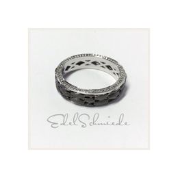 Edelschmiede925 Silberring moderner Bandring in 925/- Sterling Silber rutheniert mit Zirkonias