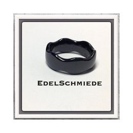 Edelschmiede925 Fingerring Keramikring schwarz mit gewelltem Rand