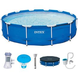 Intex Framepool Intex Frame Pool Rondo Komplettset 366x84cm Pool Filterpumpe Plane