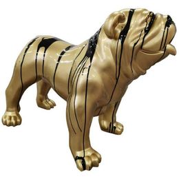 Casa Padrino Skulptur Casa Padrino Designer Deko Figur Hund Bulldogge Gold / Schwarz 90 x H. 74 cm