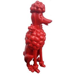 Casa Padrino Skulptur Casa Padrino Luxus Deko Figur Pudel Hund Rot H. 63 cm