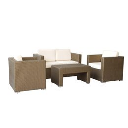 Konway Garten-Essgruppe, FLORIDA Mini-Set Couch Set Lounge System in Mokka Polyrattan Outdoor