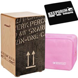 Schlagwerk Cajon CP404 BLK Cajon + Tasche Pink + Pad