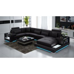 JVmoebel Ecksofa Ledersofa Wohnlandschaft Garnitur Modern Ecke Sofa U-Form USB & Licht