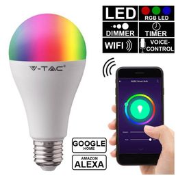 V-TAC LED-Leuchtmittel, Smart Home RGB LED E27 Leuchtmittel App Alexa Sprachsteuerung 15 Watt