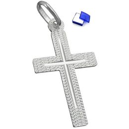 unbespielt Kreuzanhänger Anhänger Kreuz diamantiert 925 Silber 23 x 13 mm inkl. Schmuckbox