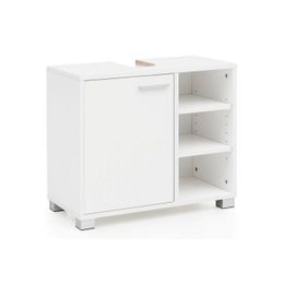 möbelando möbelando Waschbeckenunterschrank Waschbeckenunterschrank WL5.341 60x55x32cm Weiss Waschbeckenunterschrank WL5.341 60x55x32cm Weiss Badschrank mit Tür