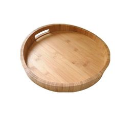 sesua Dekotablett Tablett aus Bambusholz Bambustablett Holztablett Durchmesser 35 cm