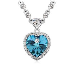 BUNGSA Ketten-Set Kette Blue Heart Kristall Silber aus Messing Damen (1-tlg)