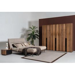 JVmoebel Schlafzimmer-Set Schlafzimmer Set Bett Kleiderschrank 2х Nachttische Holz Luxus Set