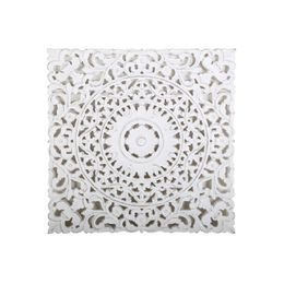 Casa Moro Holzbild Orientalisches Holz Mandala Ramez 55x55 cm Shabby Chic Weiß