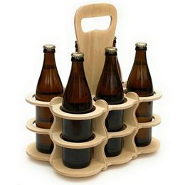 DanDiBo Flaschenkorb Bierträger aus Holz 6 Flaschen Flaschenträger 96143 Flaschenkorb Männerhandtasche Bier